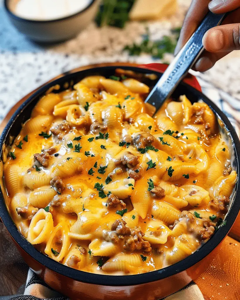 Creamy Beefy Shells & Cheese | Yum Family Recipes