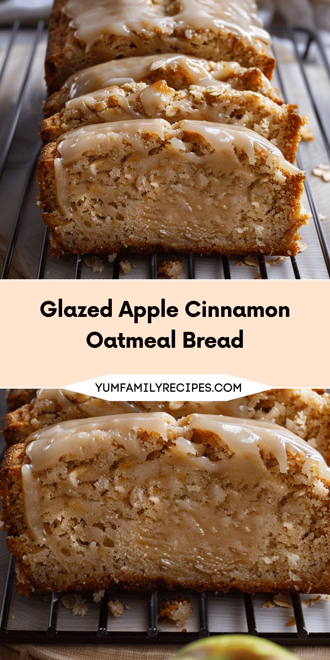 Glazed Apple Cinnamon Oatmeal Bread | Yum Family Recipes