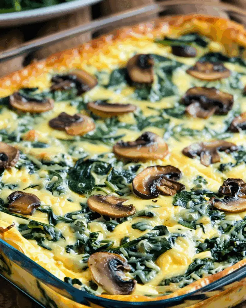 Spinach and Mushroom Breakfast Casserole | Yum Family Recipes