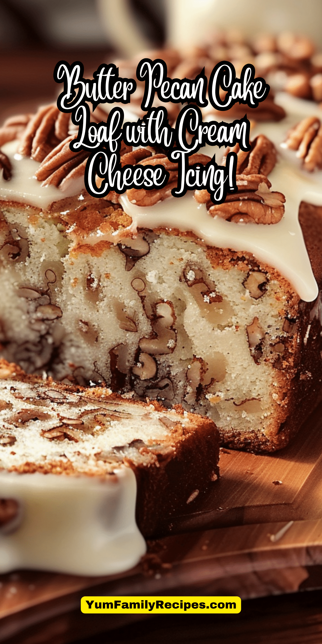 Butter Pecan Cake Loaf with Cream Cheese Icing! | Yum Family Recipes