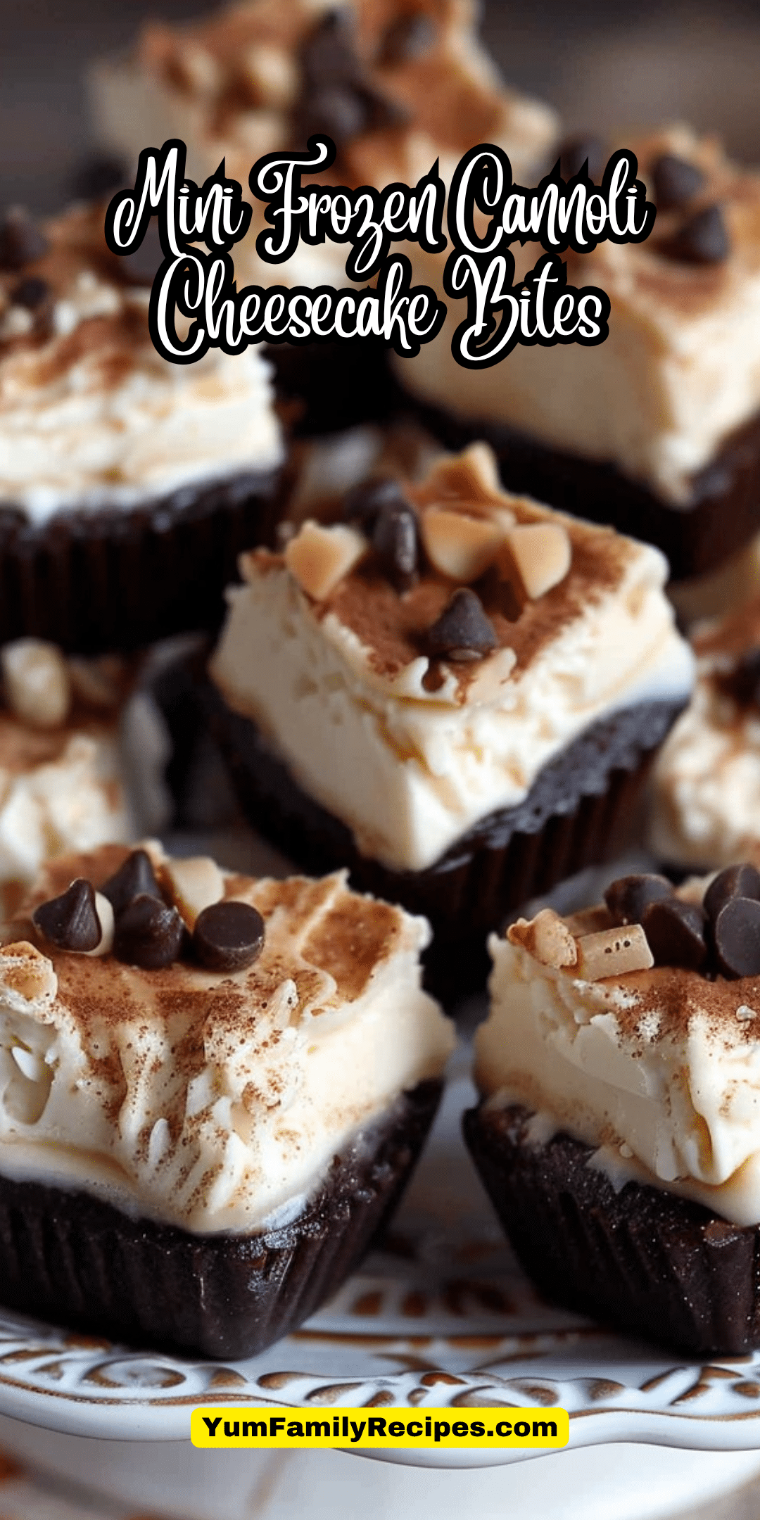 Mini Frozen Cannoli Cheesecake Bites | Yum Family Recipes
