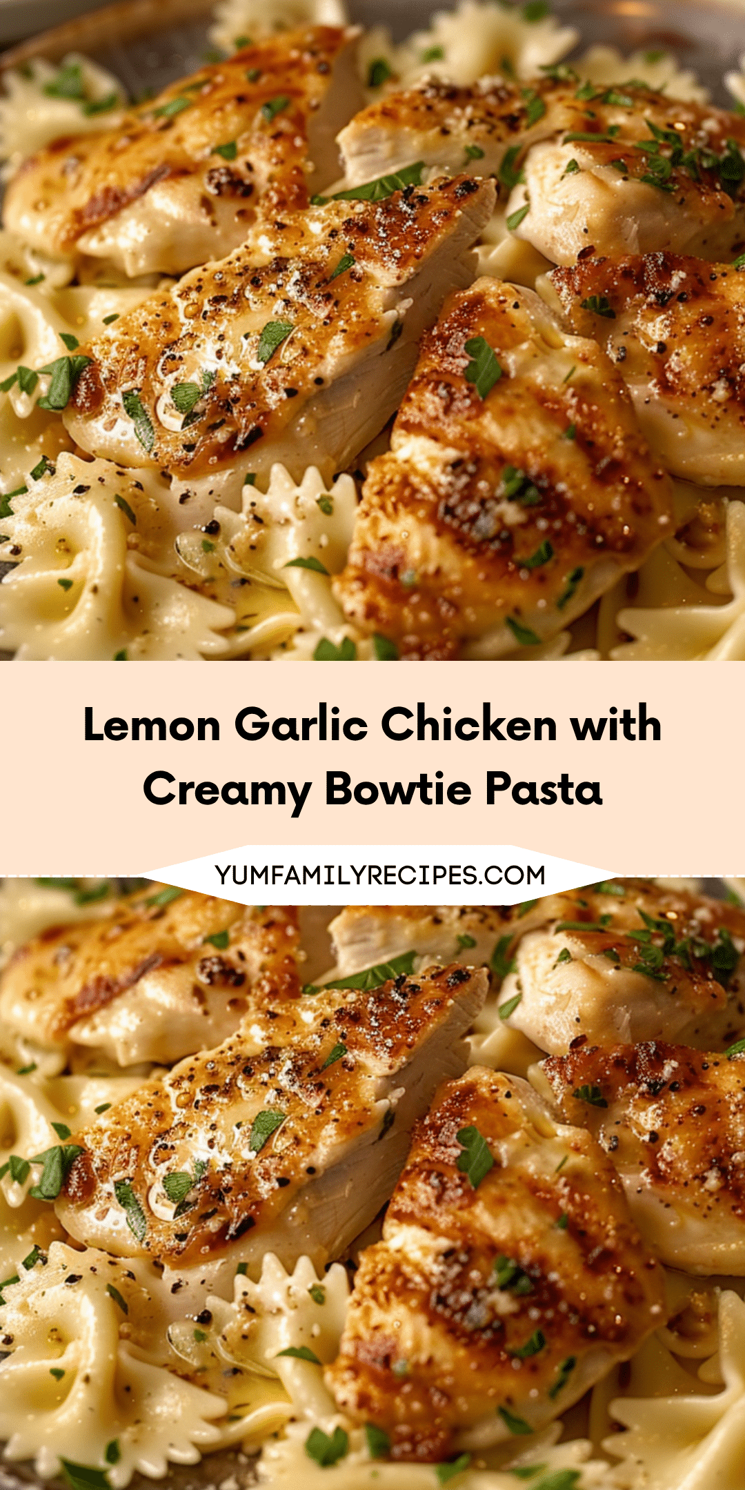 Lemon Garlic Chicken with Creamy Bowtie Pasta | Yum Family Recipes