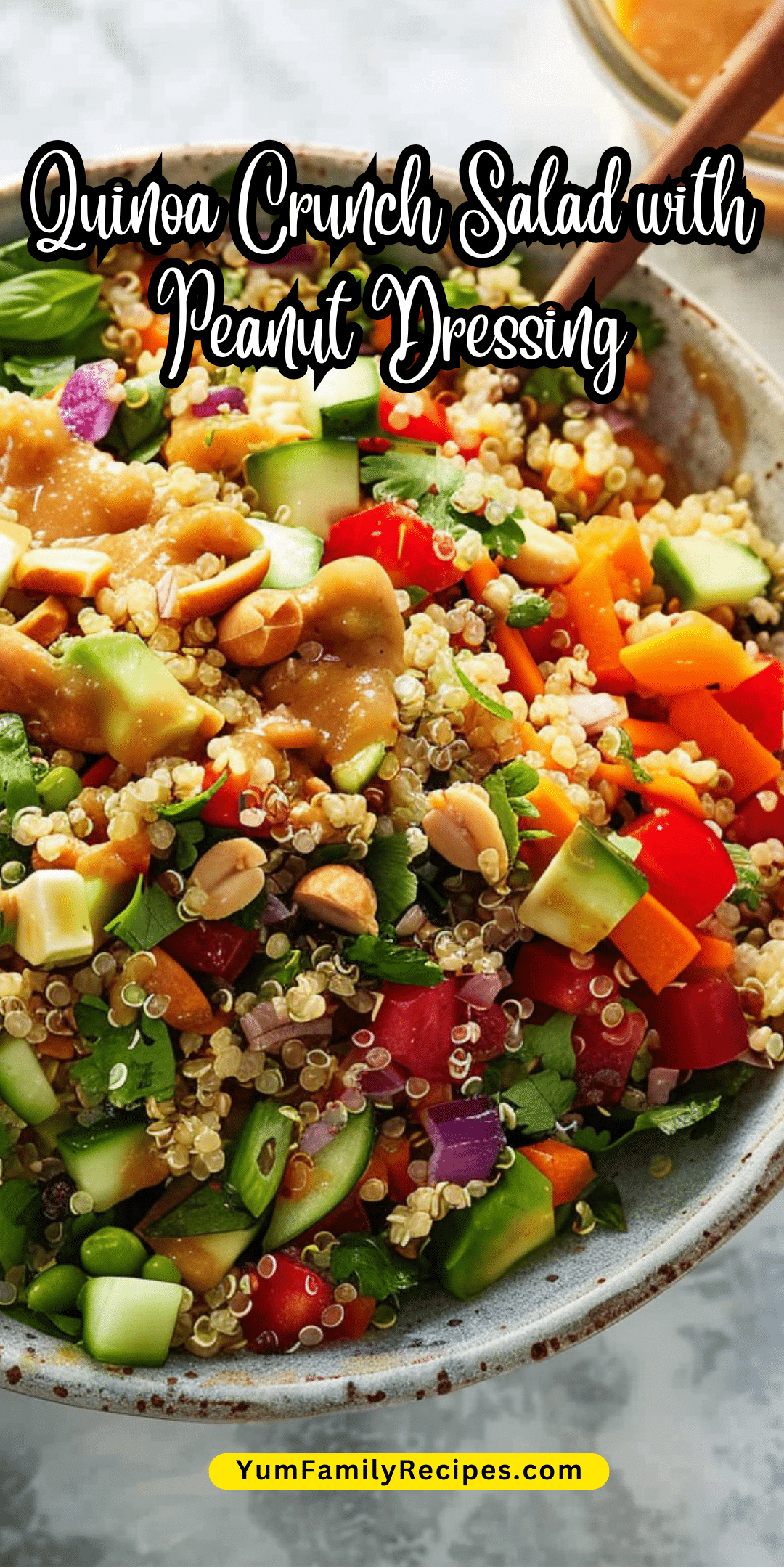 Quinoa Crunch Salad with Peanut Dressing | Yum Family Recipes