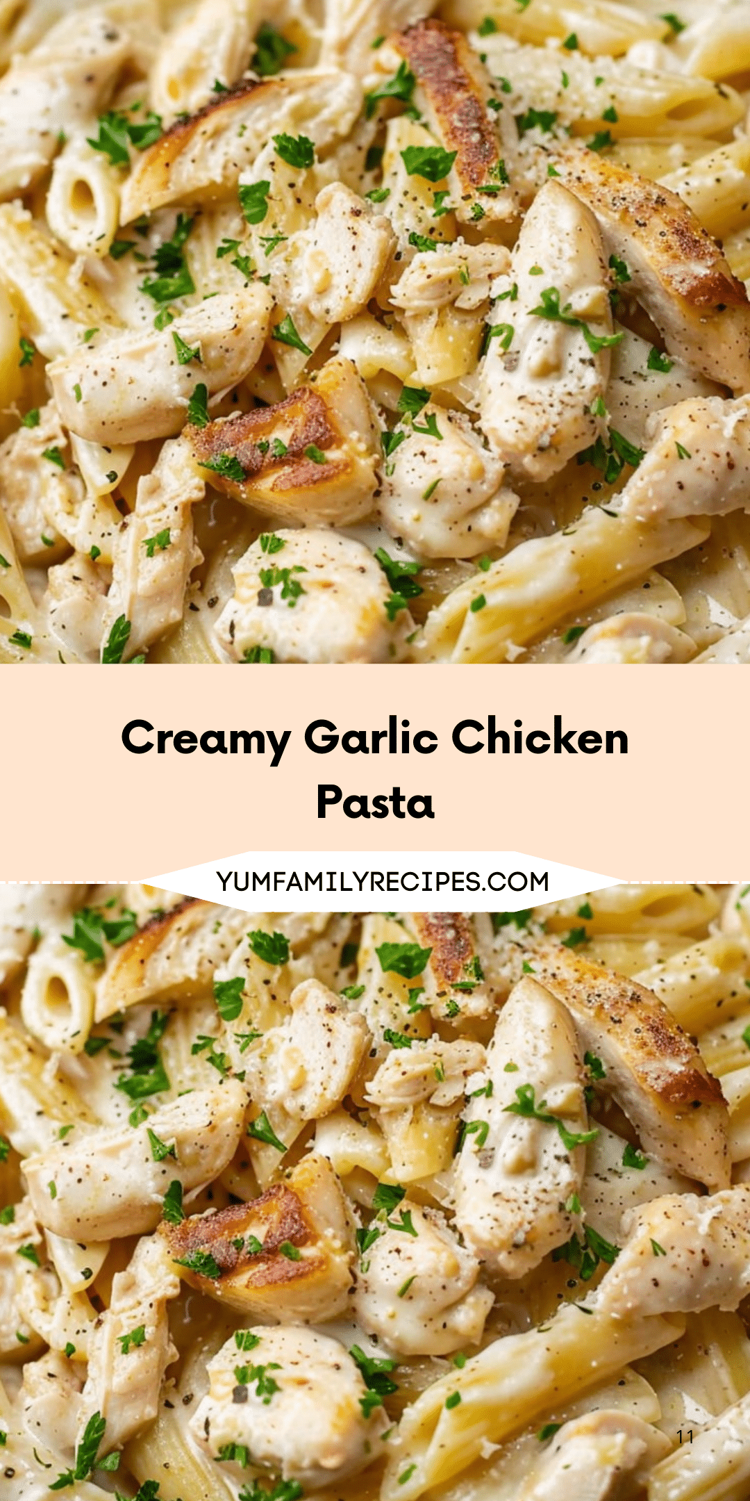Creamy Garlic Chicken Pasta | Yum Family Recipes