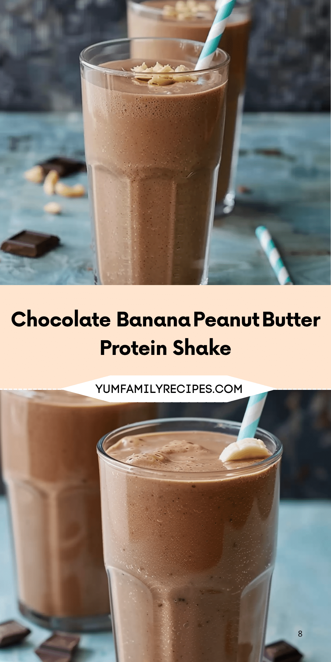Chocolate Banana Peanut Butter Protein Shake | Yum Family Recipes