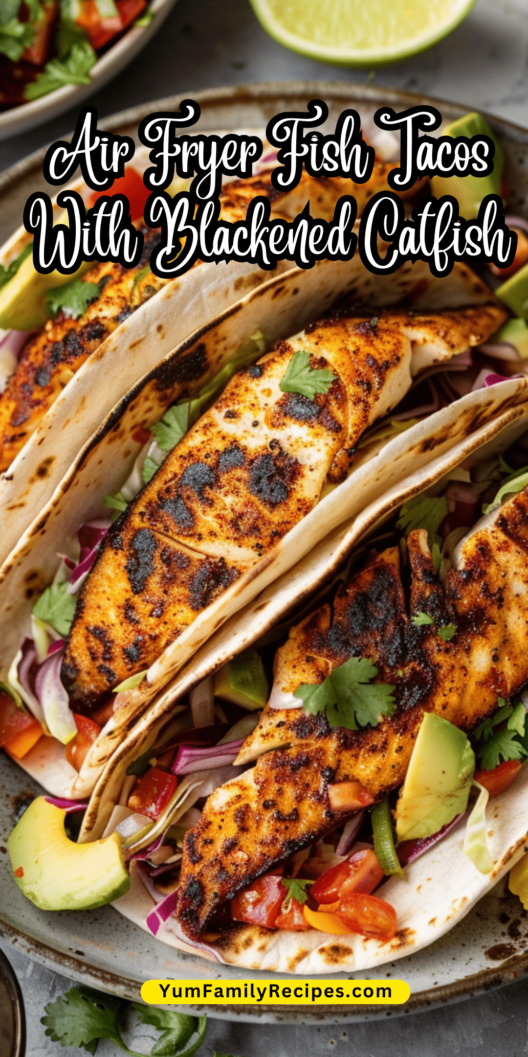 Air Fryer Fish Tacos With Blackened Catfish | Yum Family Recipes