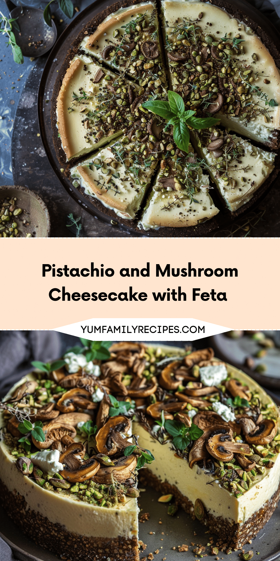 Pistachio and Mushroom Cheesecake with Feta & Parmesan Crust | Yum ...