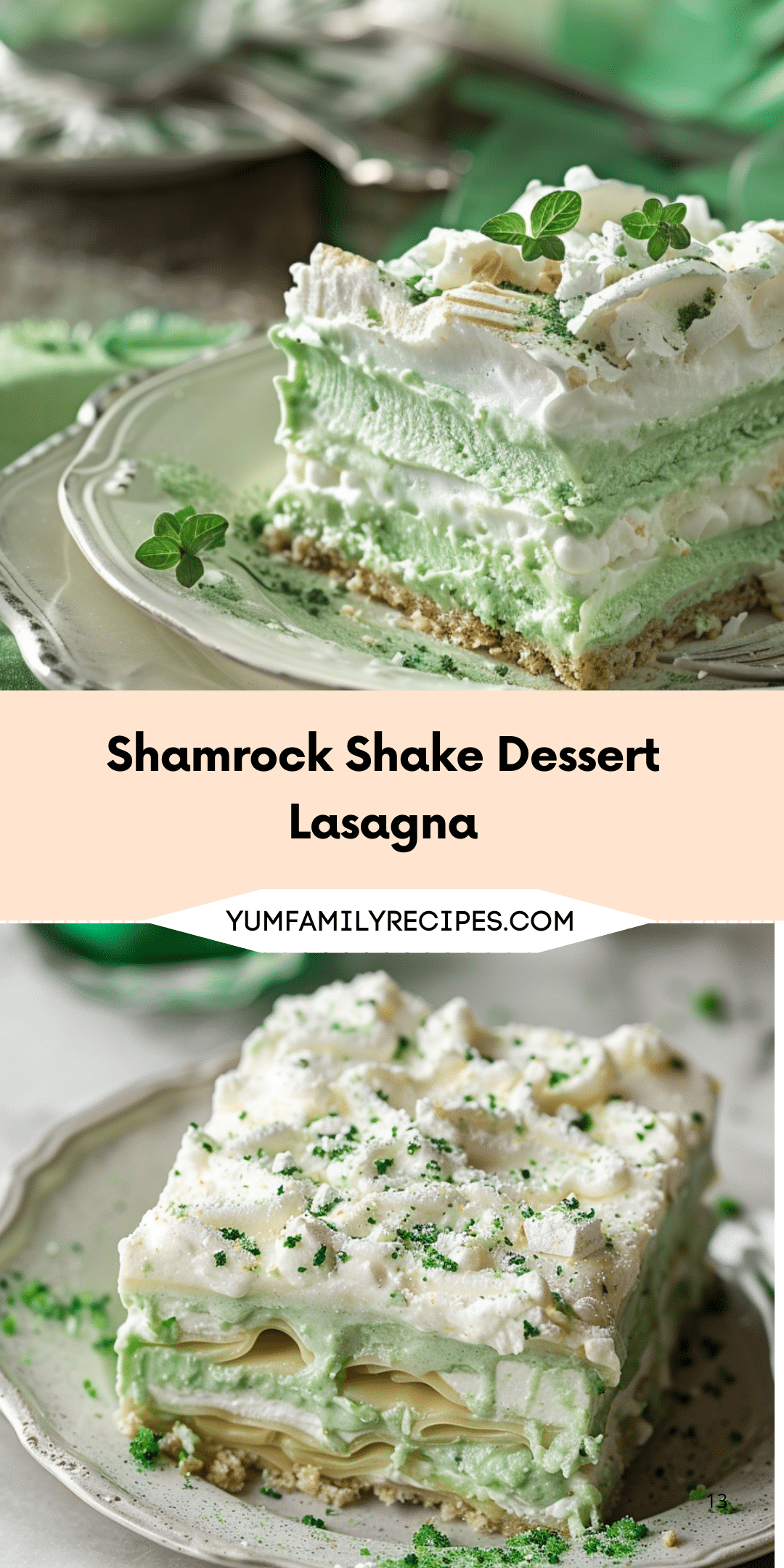 Shamrock Shake Dessert Lasagna | Yum Family Recipes