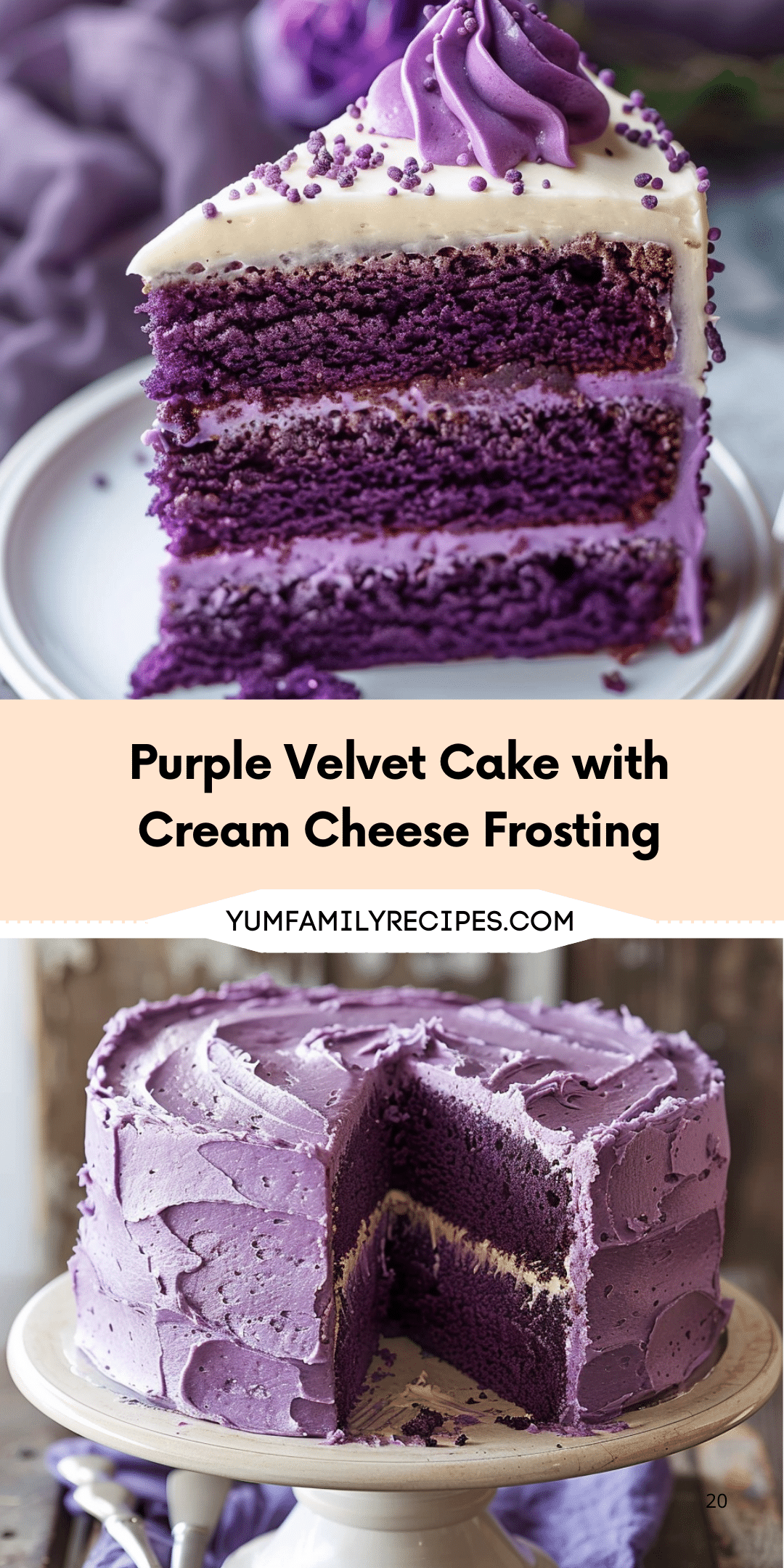 Purple Velvet Cake with Cream Cheese Frosting | Yum Family Recipes