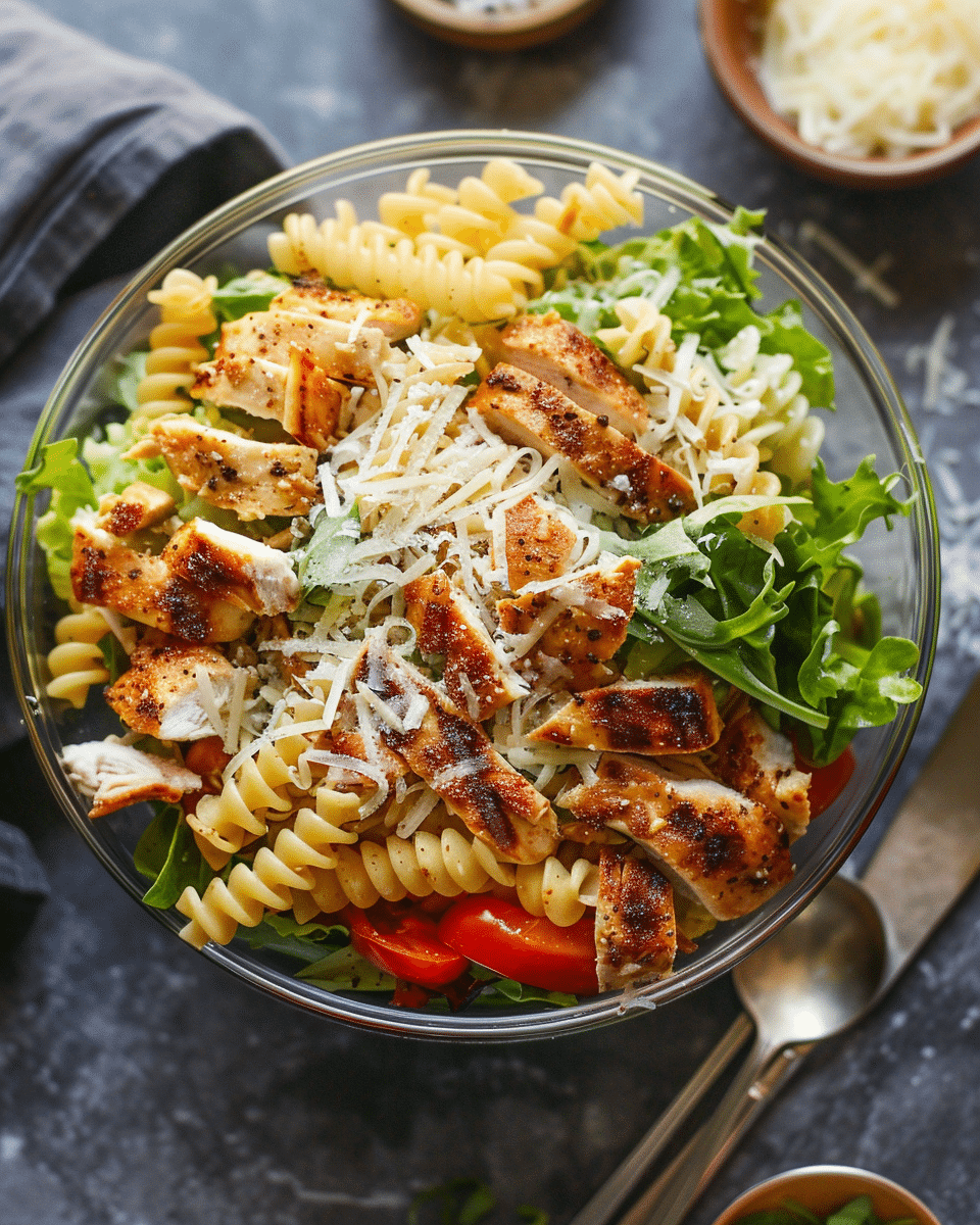 Grilled Chicken Caesar Pasta Salad Jars | Yum Family Recipes
