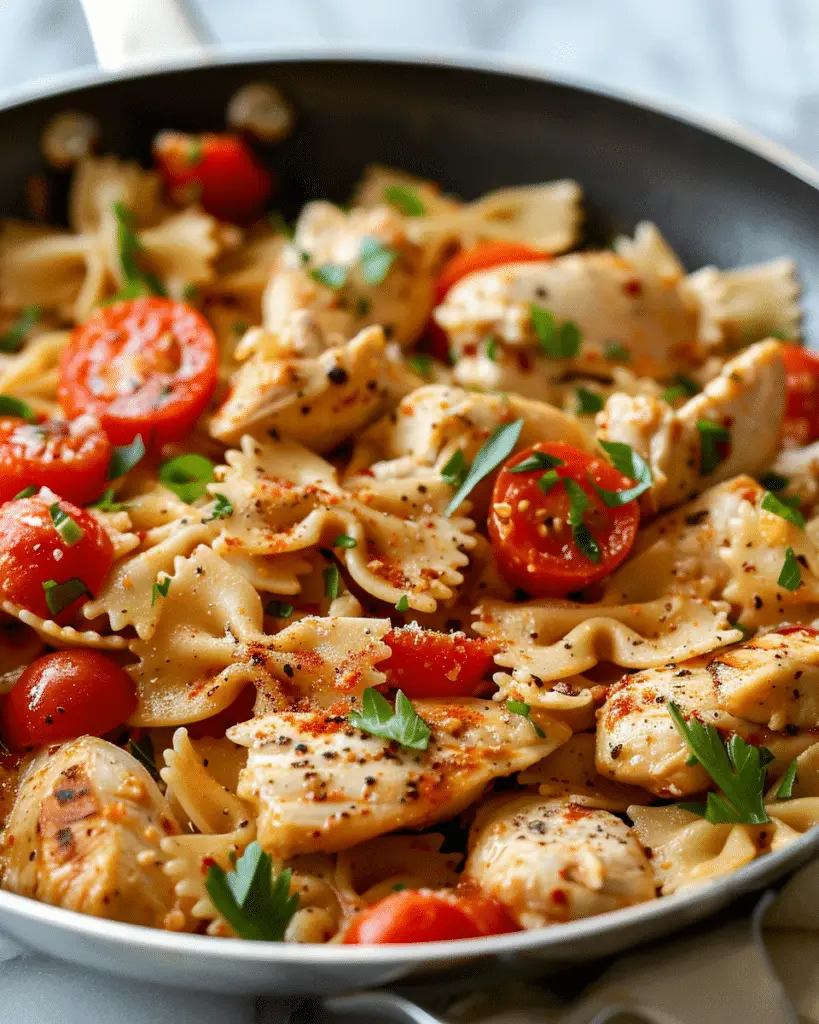 Savory Skillet Chicken Farfalle | Yum Family Recipes