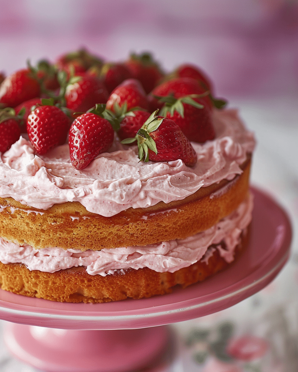 Strawberry Honeybun Cake with Strawberry Cream Icing | Yum Family Recipes