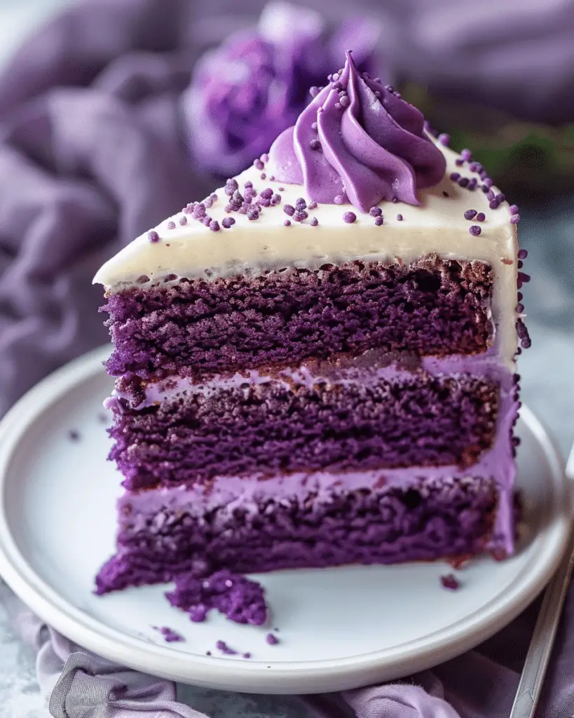 Purple Velvet Cake with Cream Cheese Frosting | Yum Family Recipes