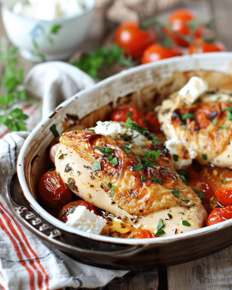 Baked Chicken with Feta & Tomatoes | Yum Family Recipes
