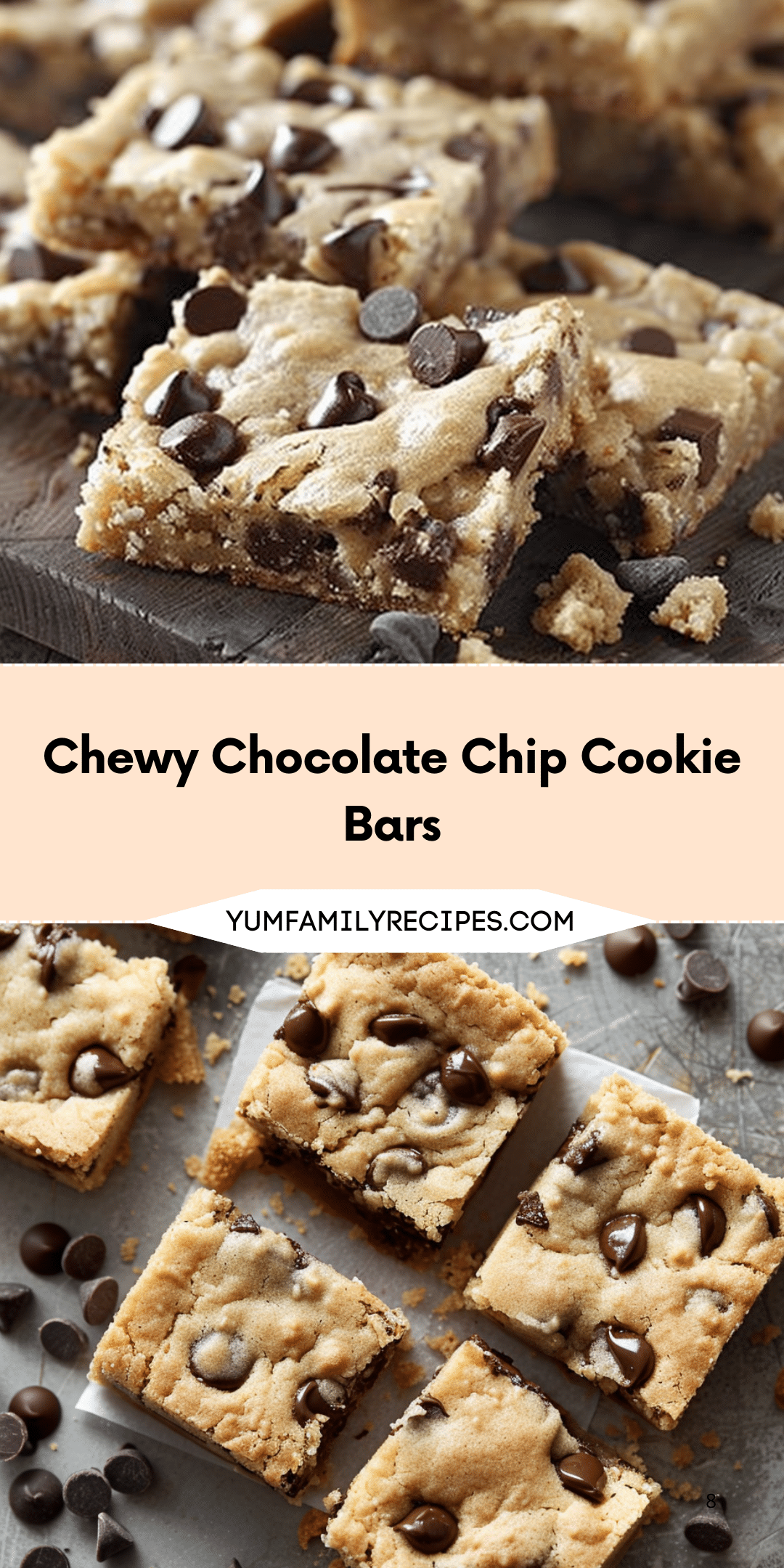 Chewy Chocolate Chip Cookie Bars | Yum Family Recipes