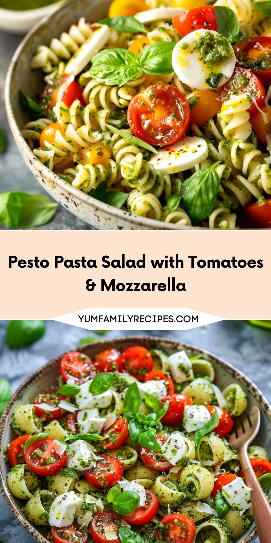 Pesto Pasta Salad with Tomatoes & Mozzarella | Yum Family Recipes