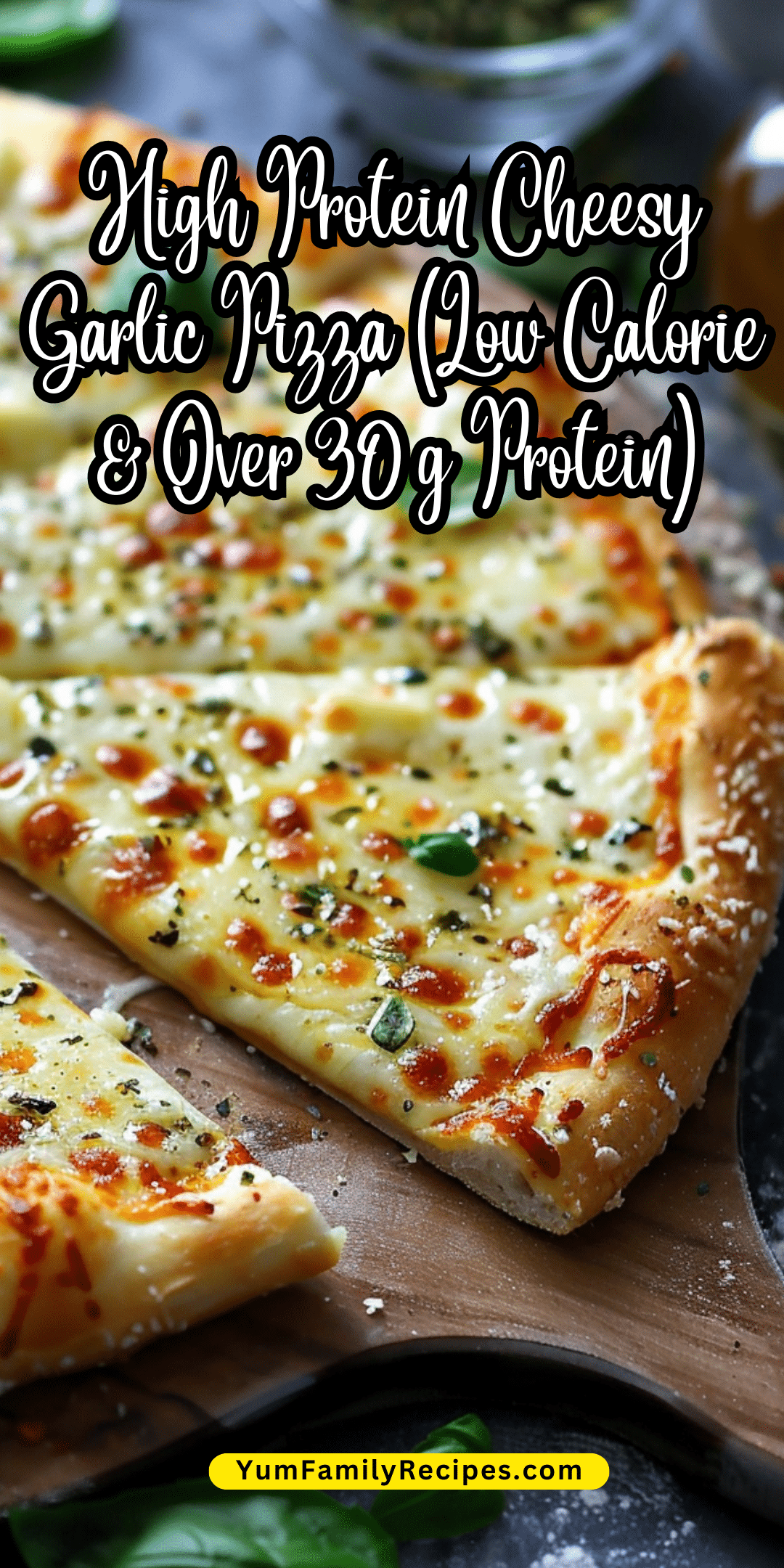 High Protein Cheesy Garlic Pizza (Low Calorie & Over 30 g Protein ...