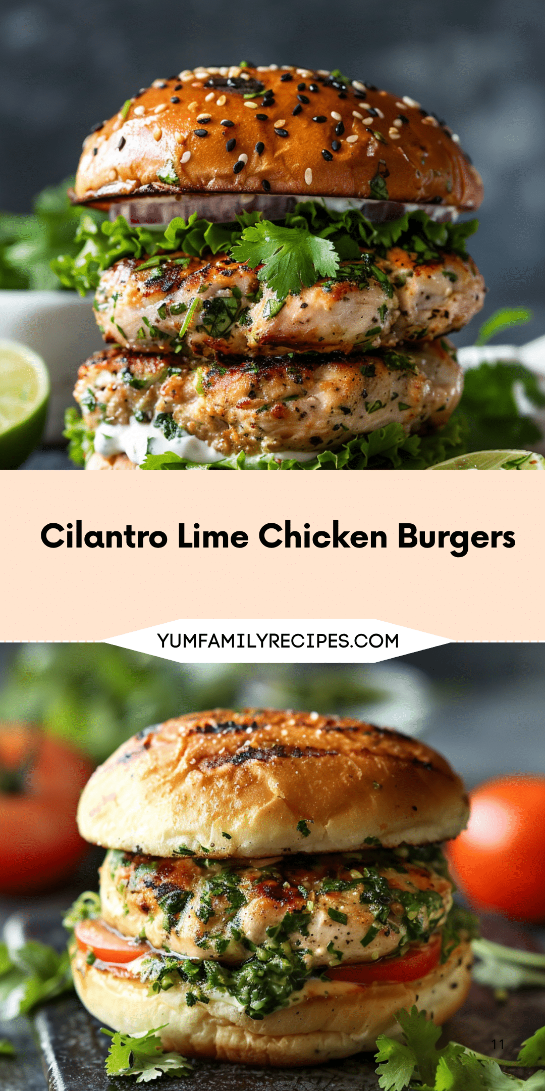 Cilantro Lime Chicken Burgers | Yum Family Recipes