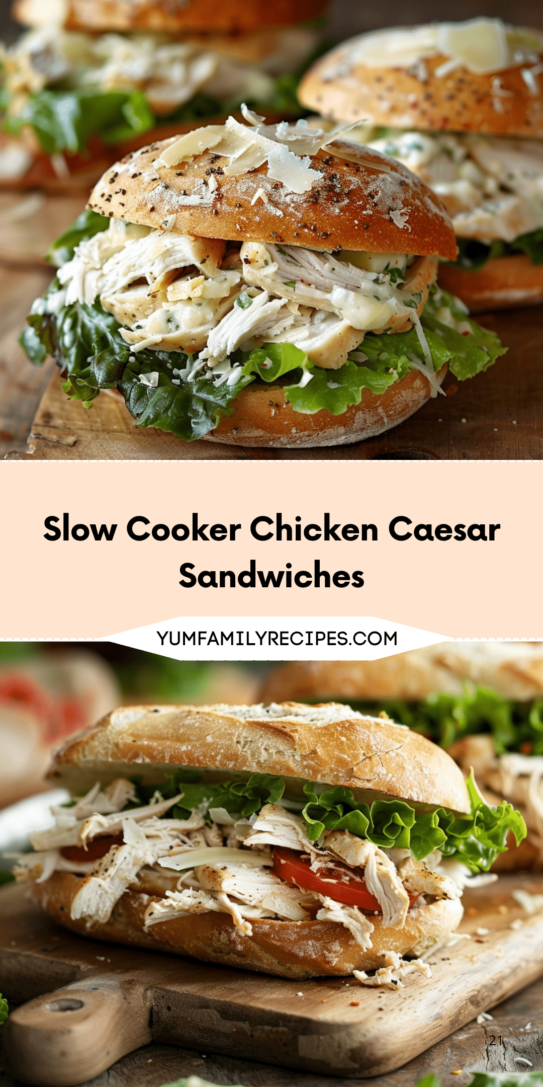 Slow Cooker Chicken Caesar Sandwiches | Yum Family Recipes