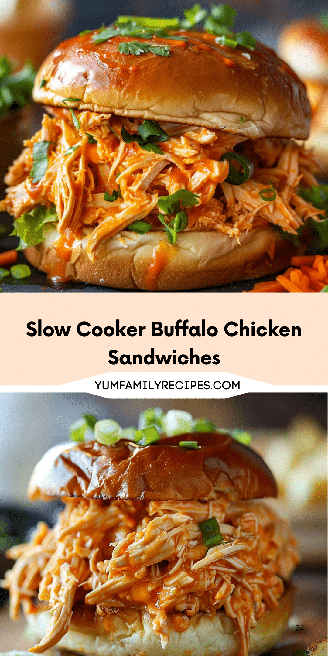 Slow Cooker Buffalo Chicken Sandwiches | Yum Family Recipes