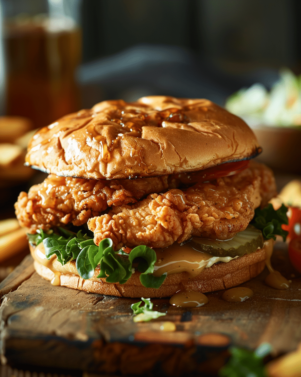 Fried Chicken Sandwiches with Honey Mustard Sauce | Yum Family Recipes